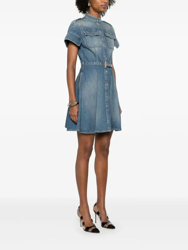 Alexander McQueen Denim Mini Dress - Blue