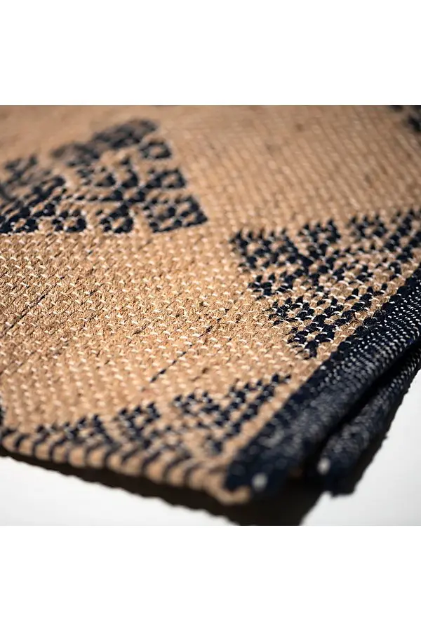 PUEBCO Tile Patterned Jute Mat - Navy