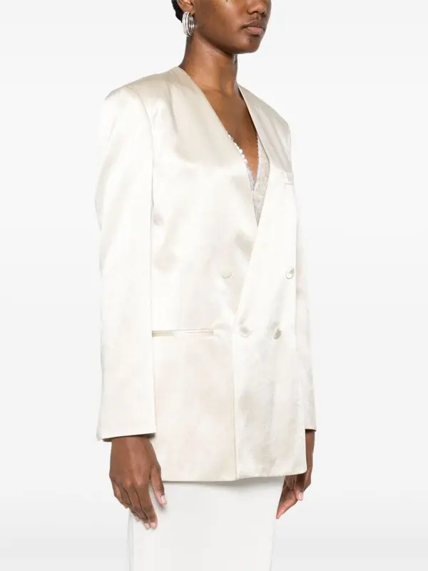 Philosophy Di Lorenzo Serafini Satined Double-breasted Blazer - White