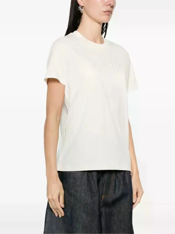 Moncler Logo-embroidered T-shirt - Neutrals