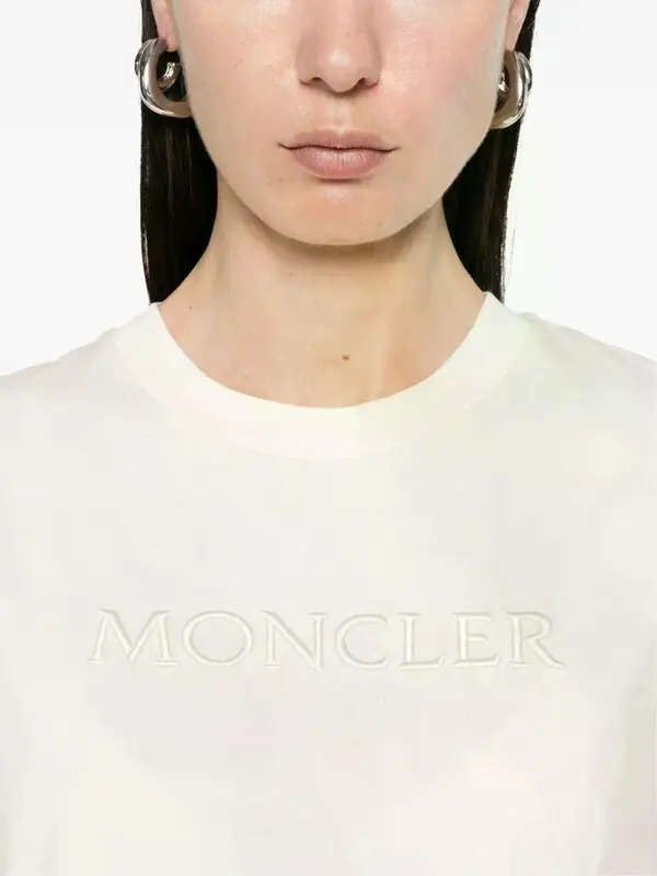 Moncler Logo-embroidered T-shirt - Neutrals
