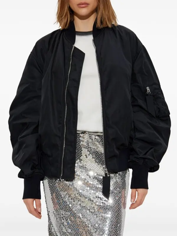 Attico Bishop-sleeves Bomber Jacket - Black
