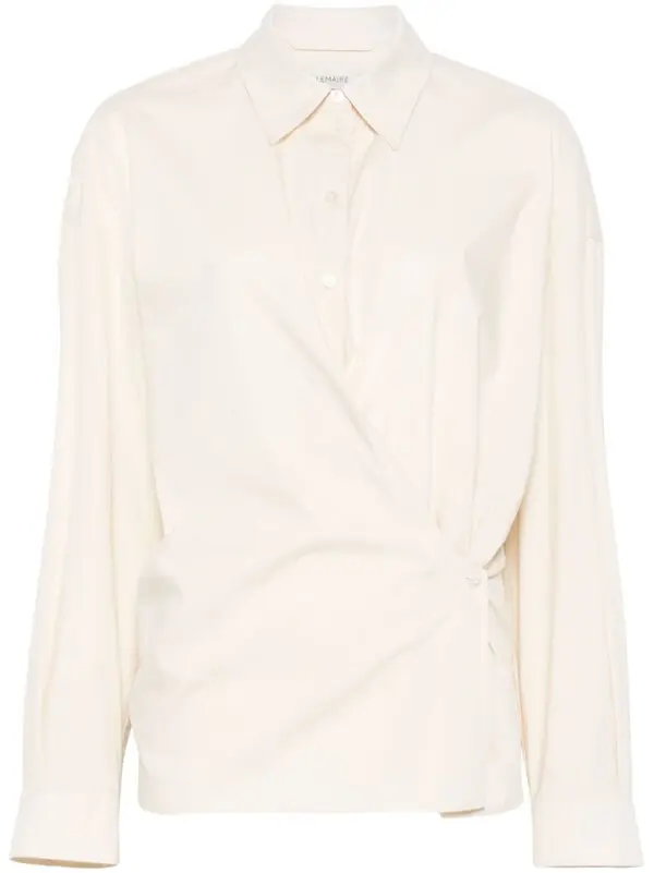LEMAIRE Straight-collar Twisted Shirt - Neutrals