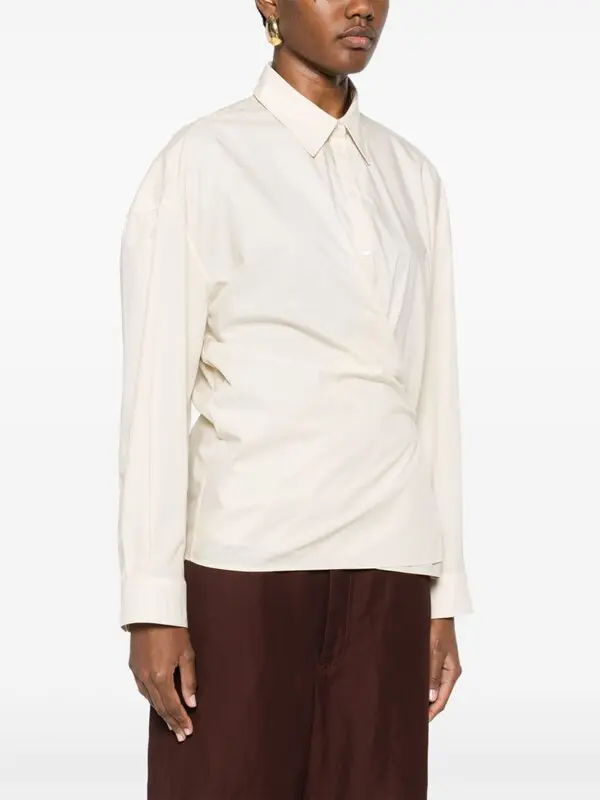 LEMAIRE Straight-collar Twisted Shirt - Neutrals