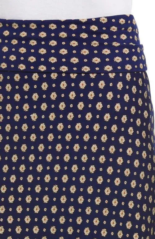 Loveappella Border Print Roll Top Maxi Skirt - Navy/tomato