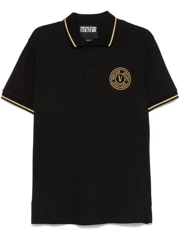 Versace Logo-embroidered Polo Shirt - Black