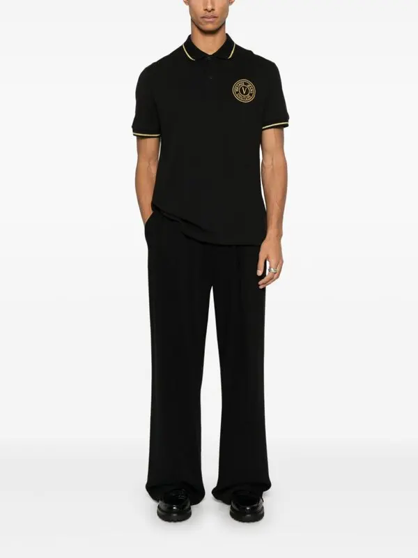 Versace Logo-embroidered Polo Shirt - Black