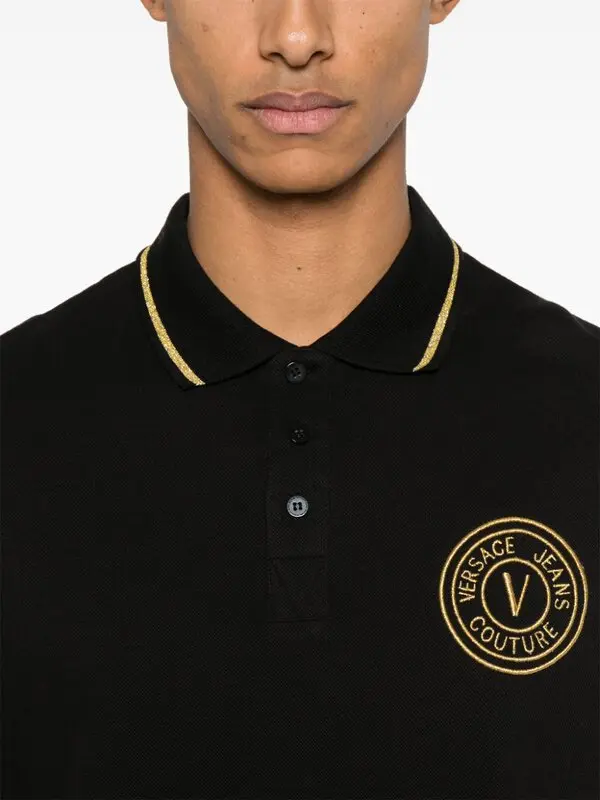 Versace Logo-embroidered Polo Shirt - Black