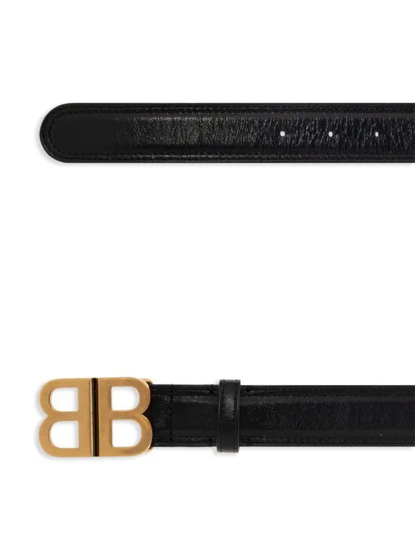 Balenciaga Bb Leather Belt - Black