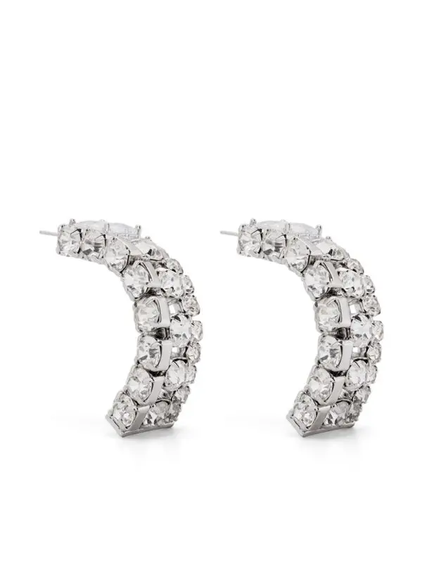 Patrizia Pepe Crystal-embellished Hoop Earrings - Silver