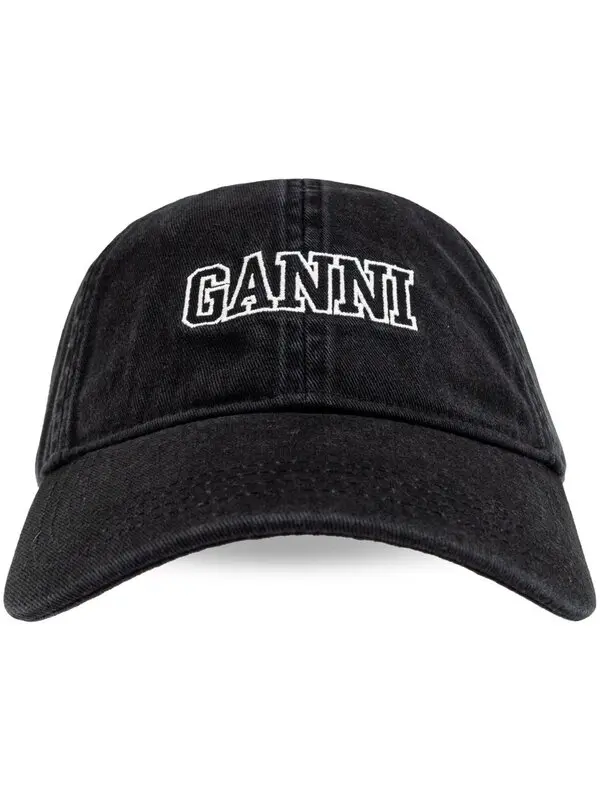 GANNI Logo-embroidered Cap - Black