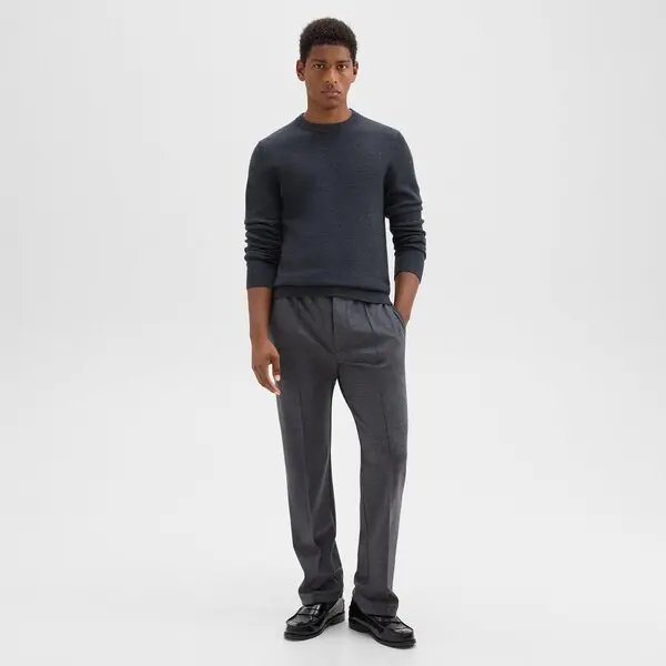 Theory Relaxed Drawstring Wool-blend Knit Pants - Dark Ash Melange