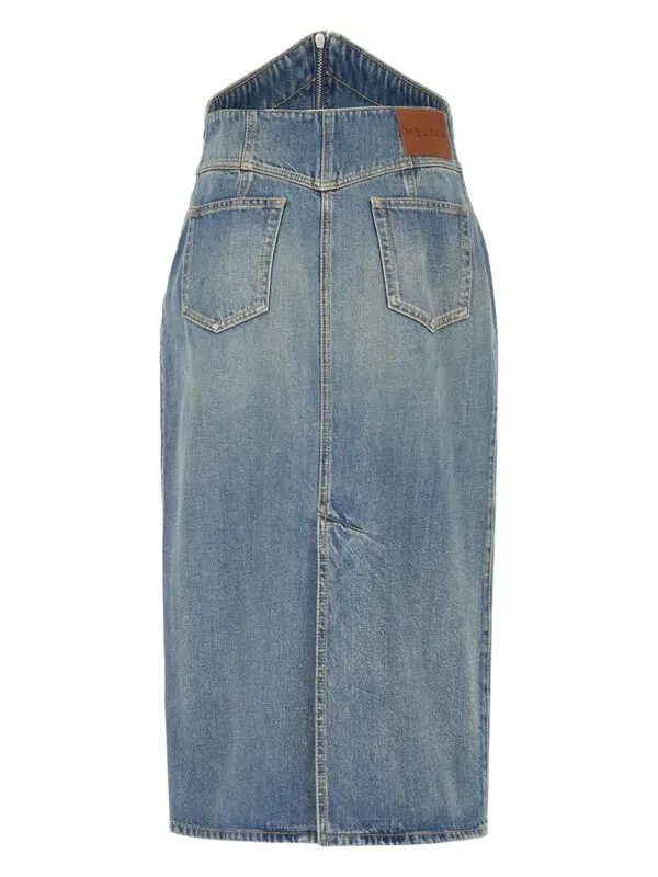 Alexander McQueen Denim Midi Skirt