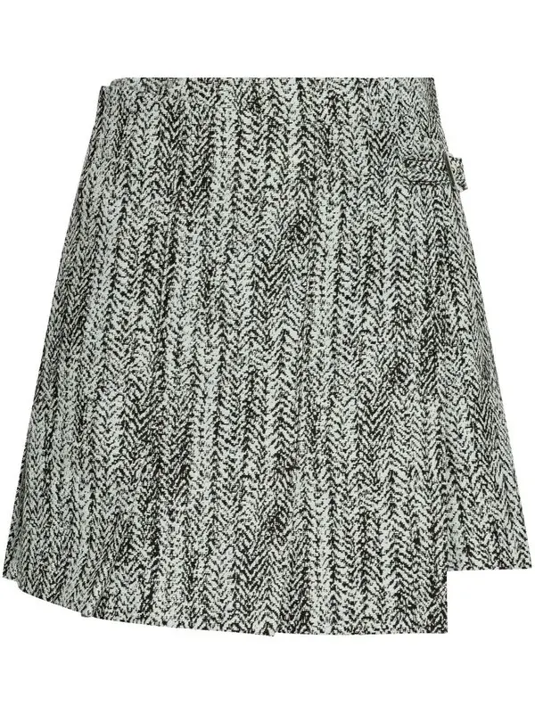 GANNI Tweed Wrap Mini Skirt