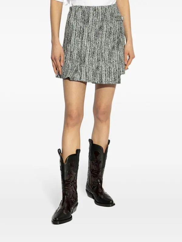 GANNI Tweed Wrap Mini Skirt