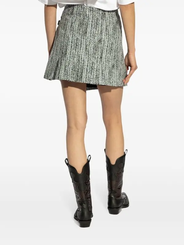 GANNI Tweed Wrap Mini Skirt