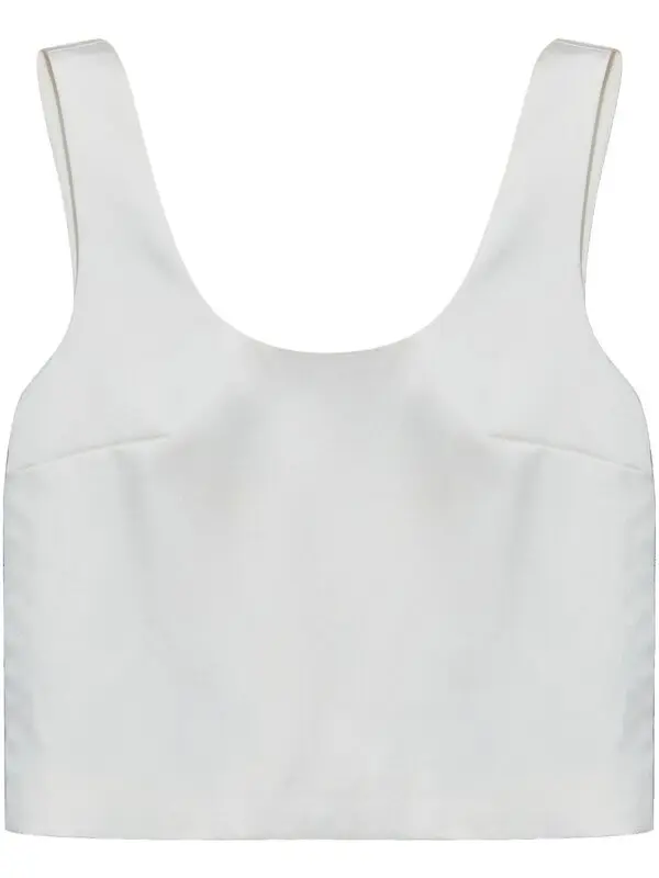SELF-PORTRAIT Bonded Satin Vest - White