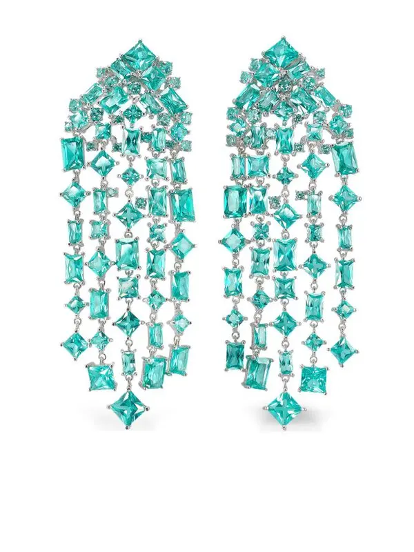 ANABELA CHAN 18kt White Gold Paraiba Cascade Drop Earrings - Silver