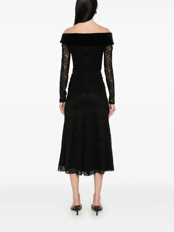 NISSA Bow-detail Lace Midi Dress
