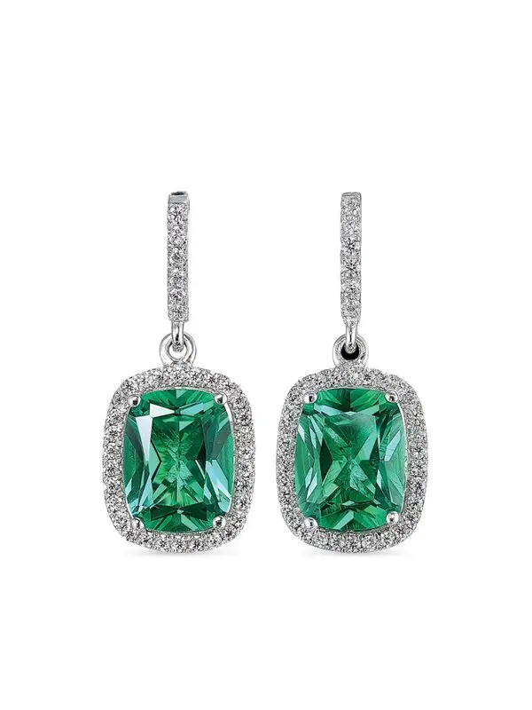 ANABELA CHAN 18kt White Gold Comet Emerald Earrings - Silver