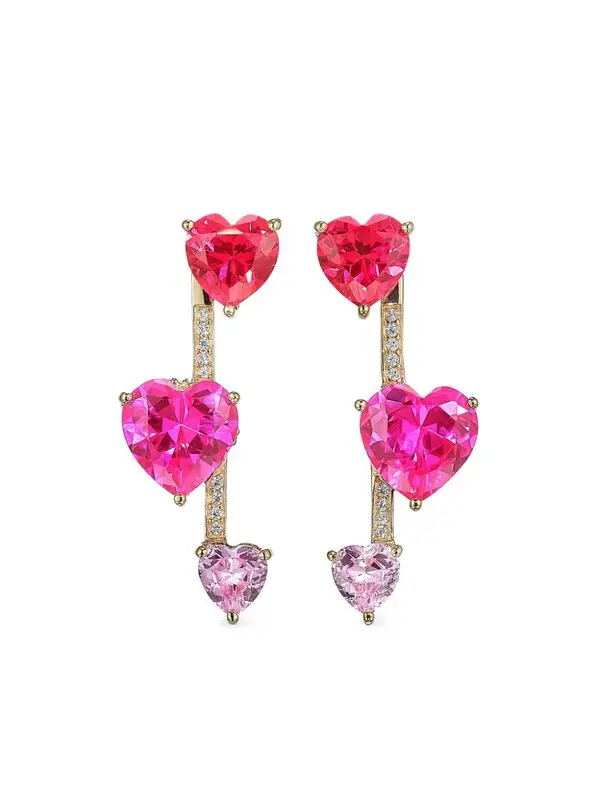 ANABELA CHAN 18kt Vermeil Ruby Heart Pendulum Earrings - Gold