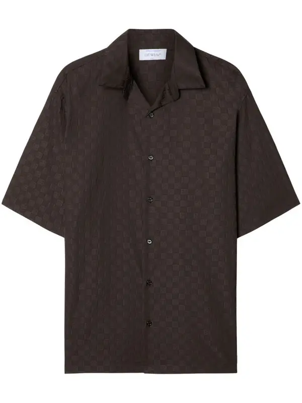 Off-White Damier Cot-jacquard Shirt - Brown