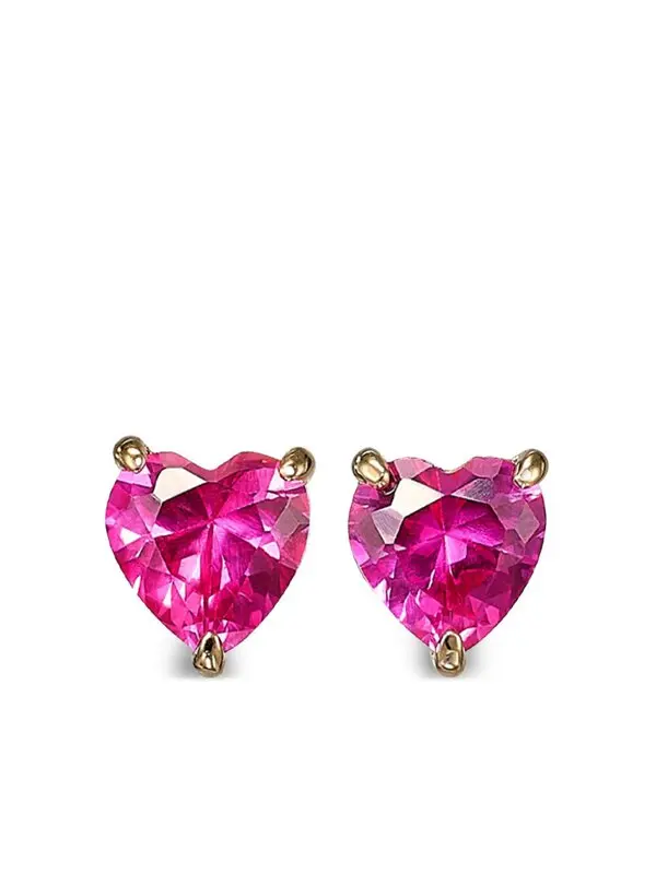 ANABELA CHAN 18kt Vermeil Mini Heart Ruby Stud Earrings - Gold