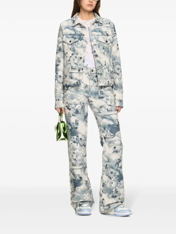 Off-White Fresco Tapestry Wide Leg Jeans