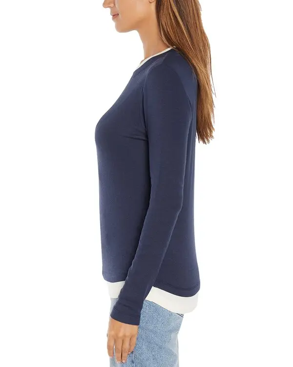 Three Dots Veronica Layered Long Sleeve Tee - Navy