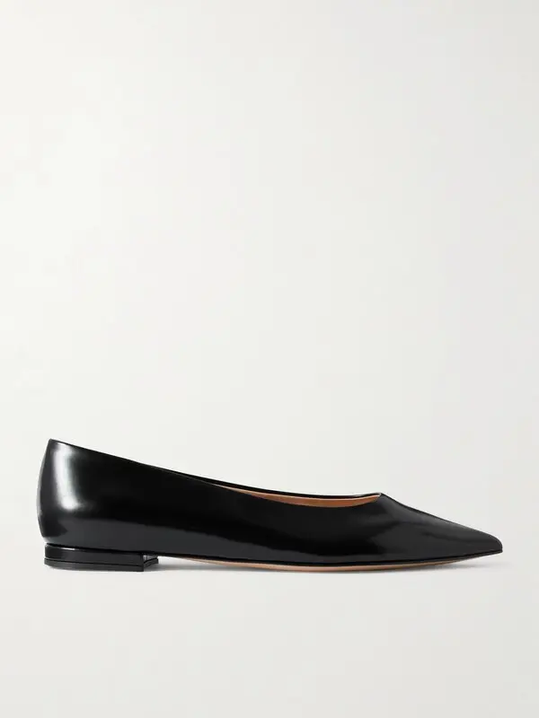 GIANVITO ROSSI Robbie Glossed-leather Ballet Flats