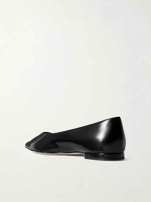 GIANVITO ROSSI Robbie Glossed-leather Ballet Flats