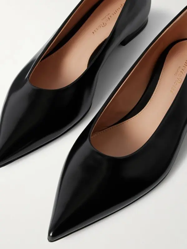GIANVITO ROSSI Robbie Glossed-leather Ballet Flats