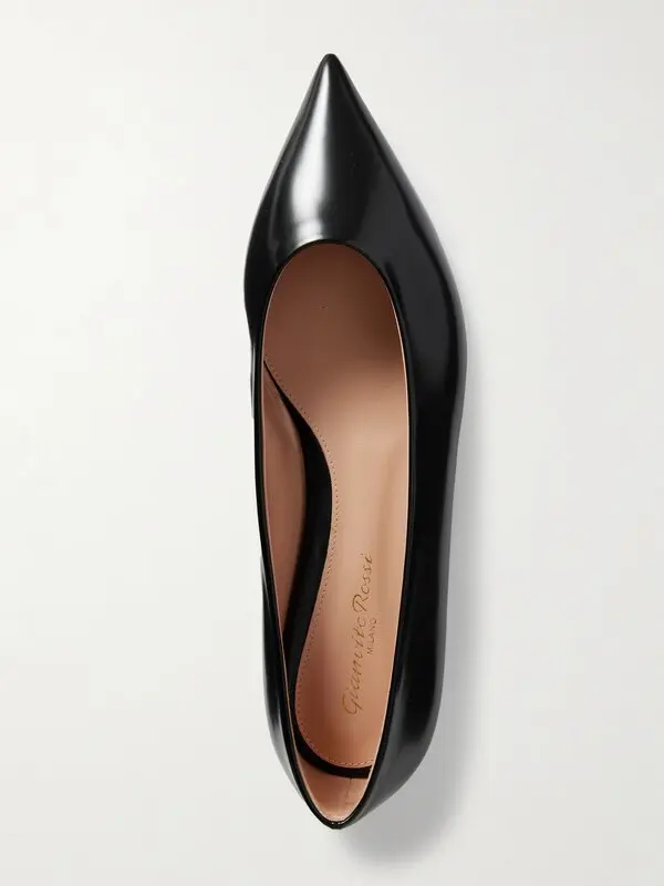 GIANVITO ROSSI Robbie Glossed-leather Ballet Flats