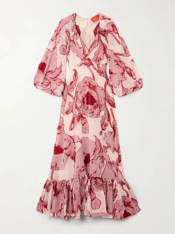 La DoubleJ Printed Silk-blend Chiffon Maxi Dress