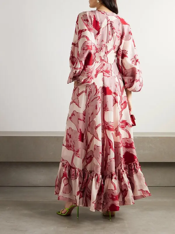 La DoubleJ Printed Silk-blend Chiffon Maxi Dress