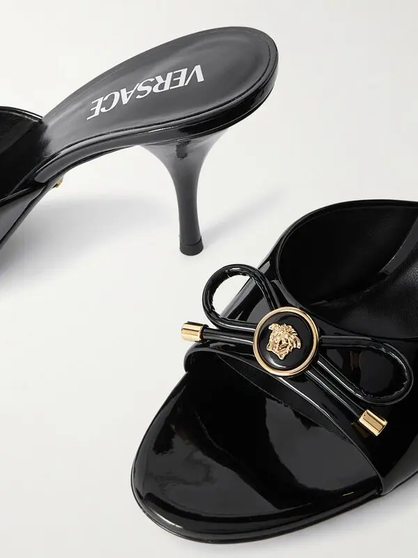 Versace Opera Embellished Patent-leather Mules
