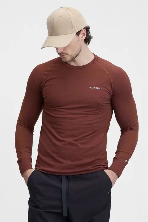 COZY ZERO Tech Merino Classic Fit Long Sleeve Base Layer - Cappuccino