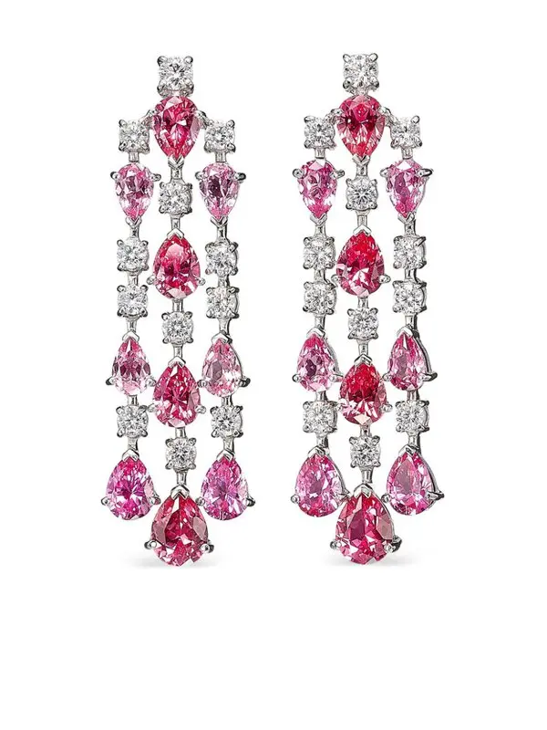 ANABELA CHAN 18kt White Gold Padparadscha Orchid Cascade Earrings - Silver