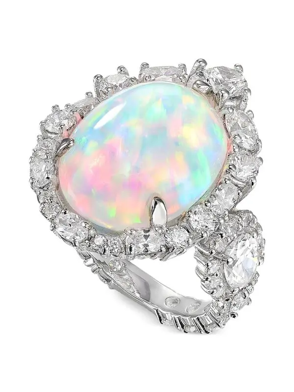 ANABELA CHAN 18kt White Gold Sky Opal Ocean Diamond Ring