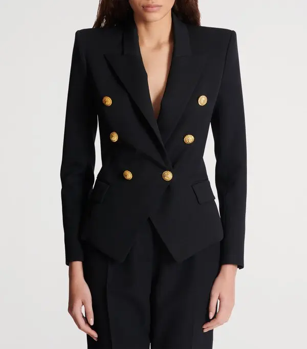 Balmain Wool Double-breasted Blazer - Black