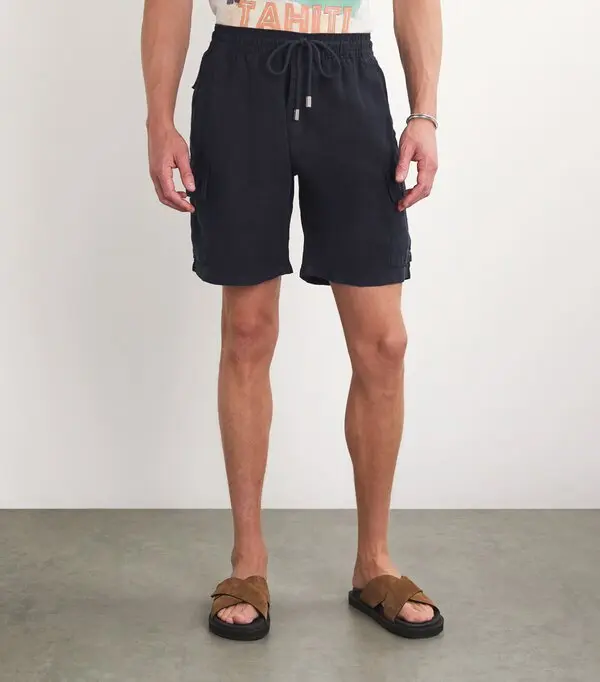 Vilebrequin Linen Cargo Baie Shorts - Navy