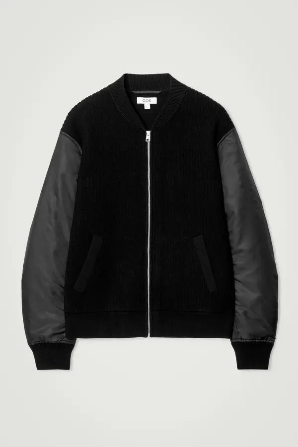 Cos Merino Wool And Nylon Bomber Jacket