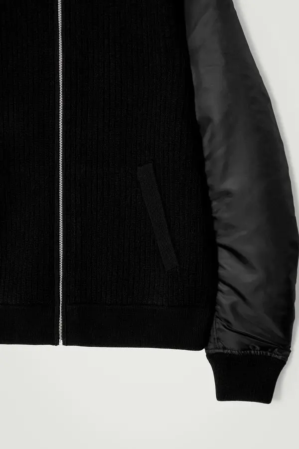 Cos Merino Wool And Nylon Bomber Jacket