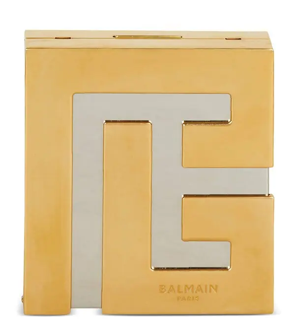 Balmain Metal Monogram Clutch - Gold