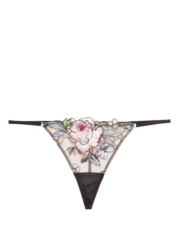Fleur Du Mal Fidelia V-string Thong - Black