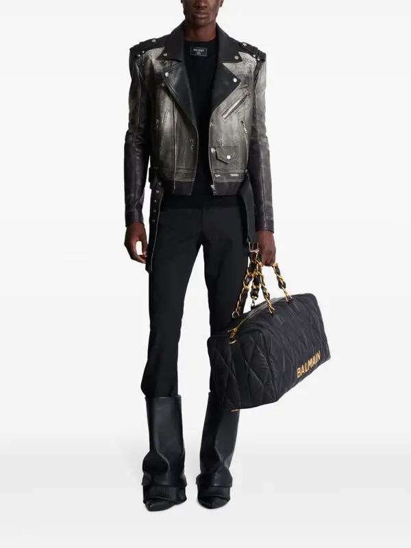 Balmain Trompe L'oeil Leather Biker Jacket