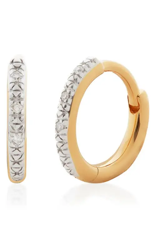 Monica Vinader Riva Diamond Huggie Hoop Earrings - Yellow Gold
