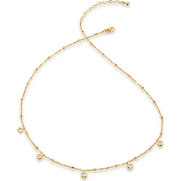 Monica Vinader Mini White Topaz Station Necklace - Yellow Gold