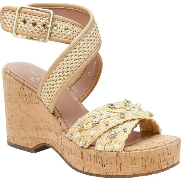 Linea Paolo Varena Platform Wedge Sandal - Natural