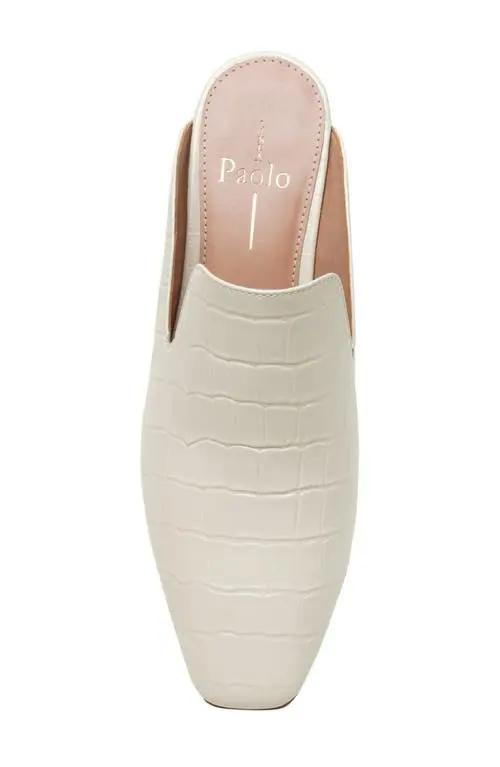 Linea Paolo Giselle Croc Embossed Mule - Ivory